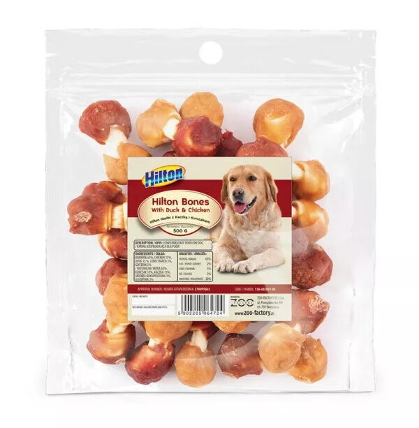 Hilton Bones Dog Chew Treats with Duck and Chicken 500 g | AiO.lv