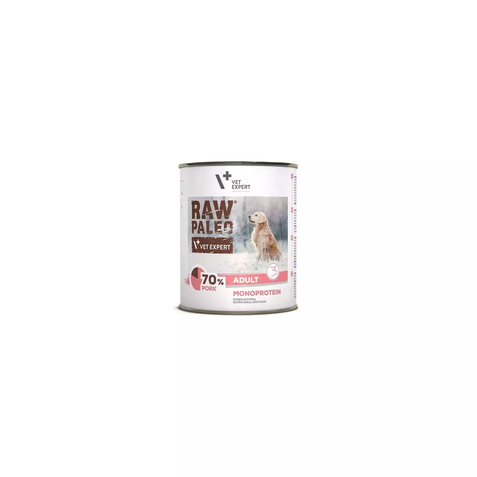 VETEXPERT RAW PALEO Adult Monoprotein Pork 800 g mitrā barība | AiO.lv