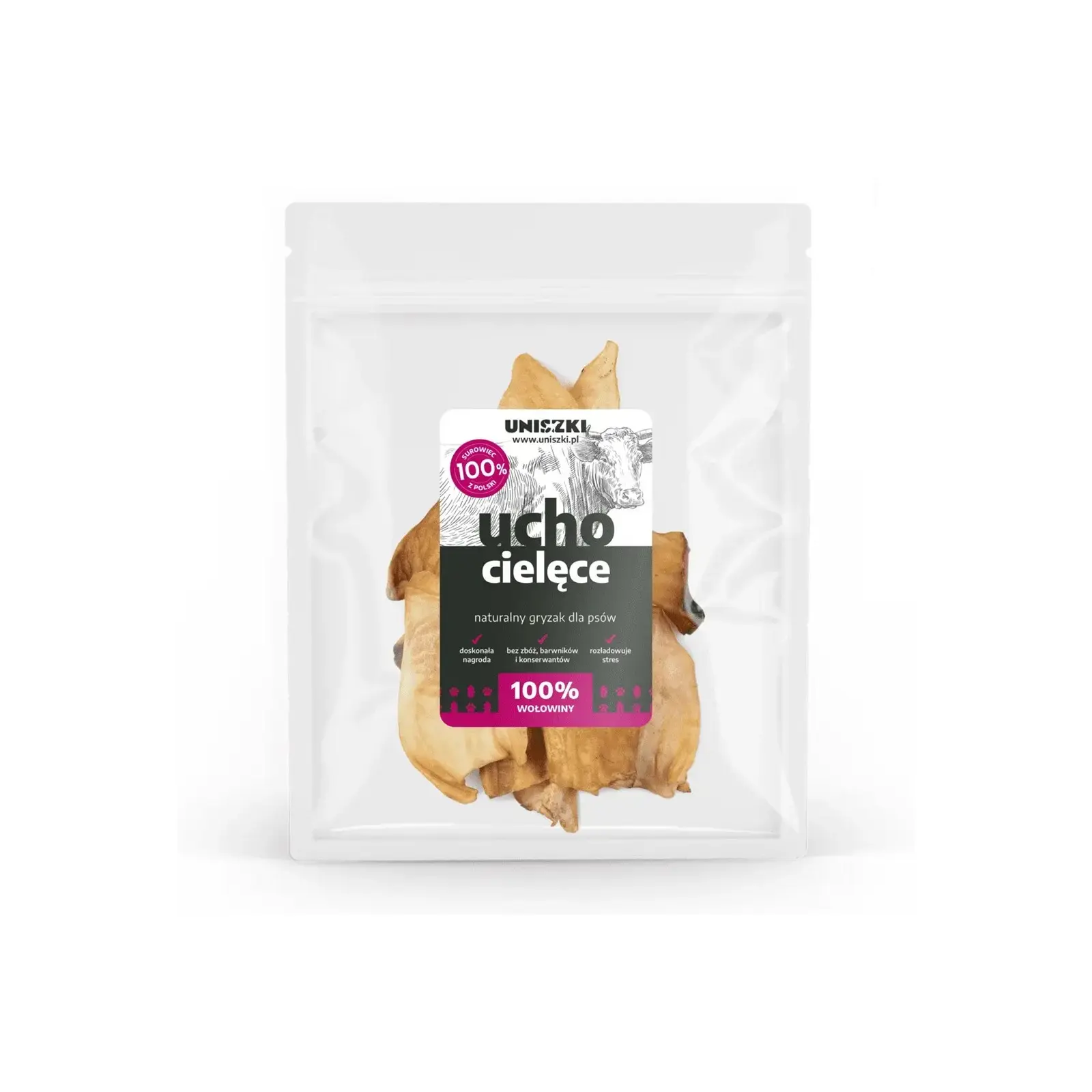 Dog treats UNISZKI Calf ear — 10 pieces | AiO.lv