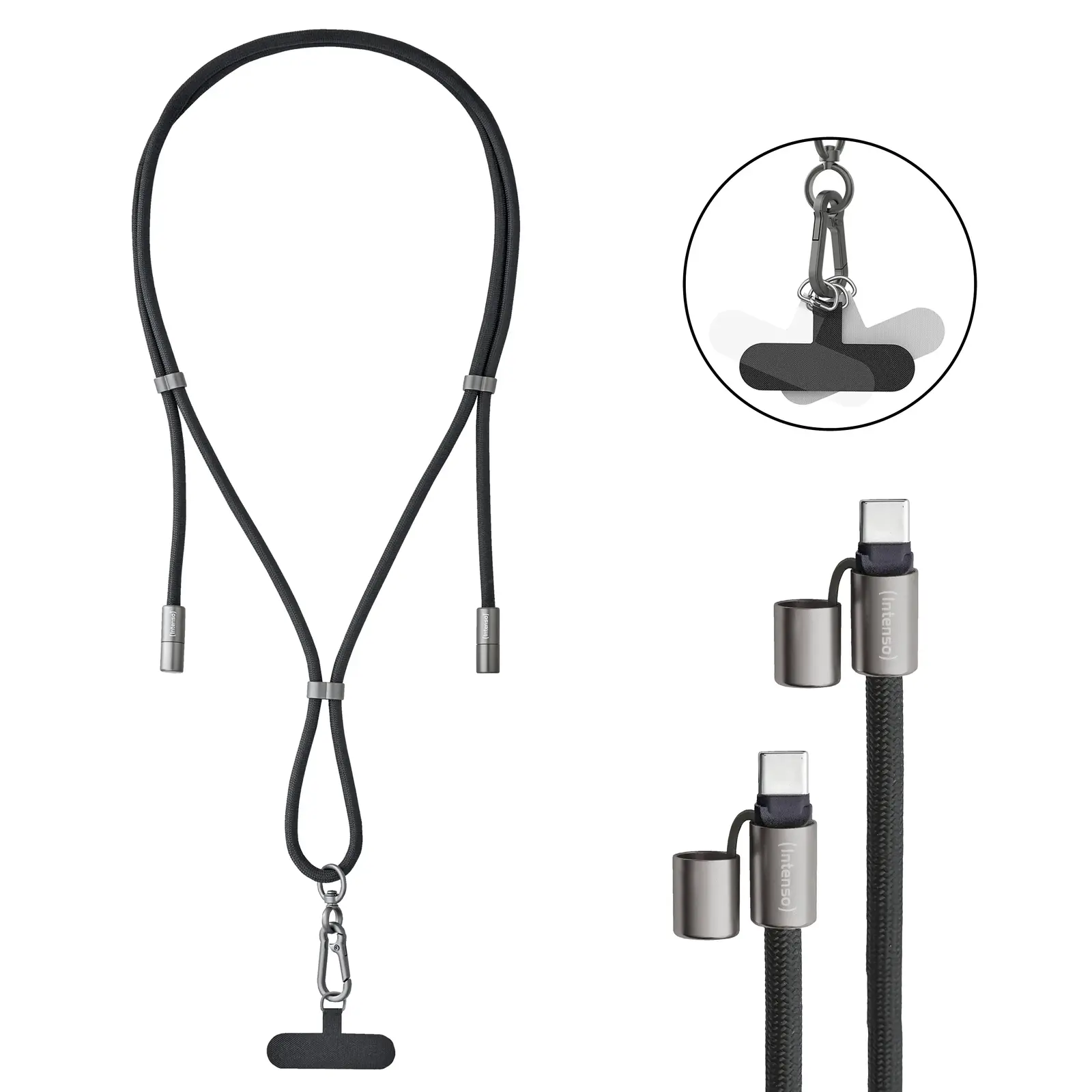 Intenso USB-C Charging Lanyard Phone Necklace Cable | AiO.lv