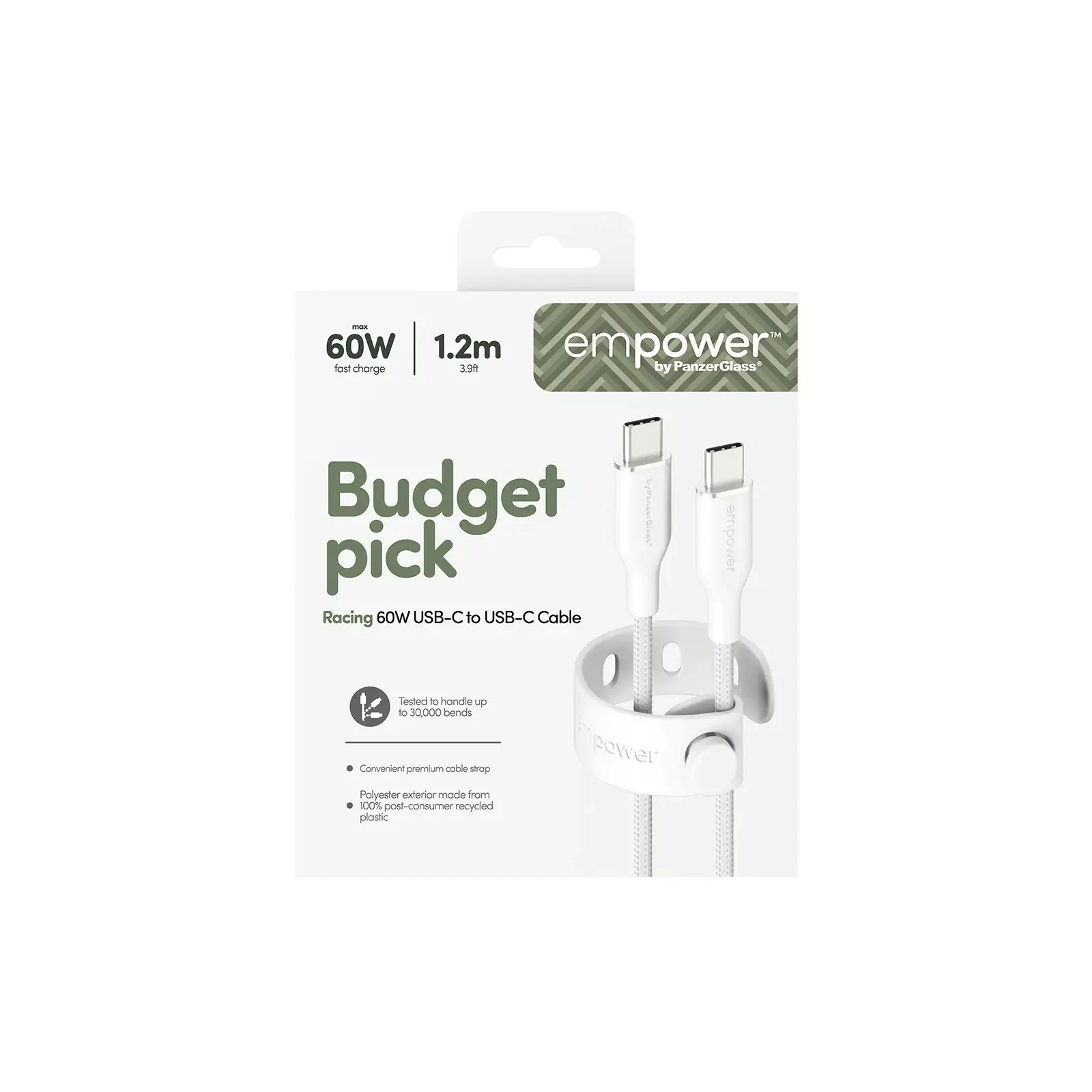 PanzerGlass USB-C to USB-C cable empower™ Racing 60W 1.2 m | AiO.lv