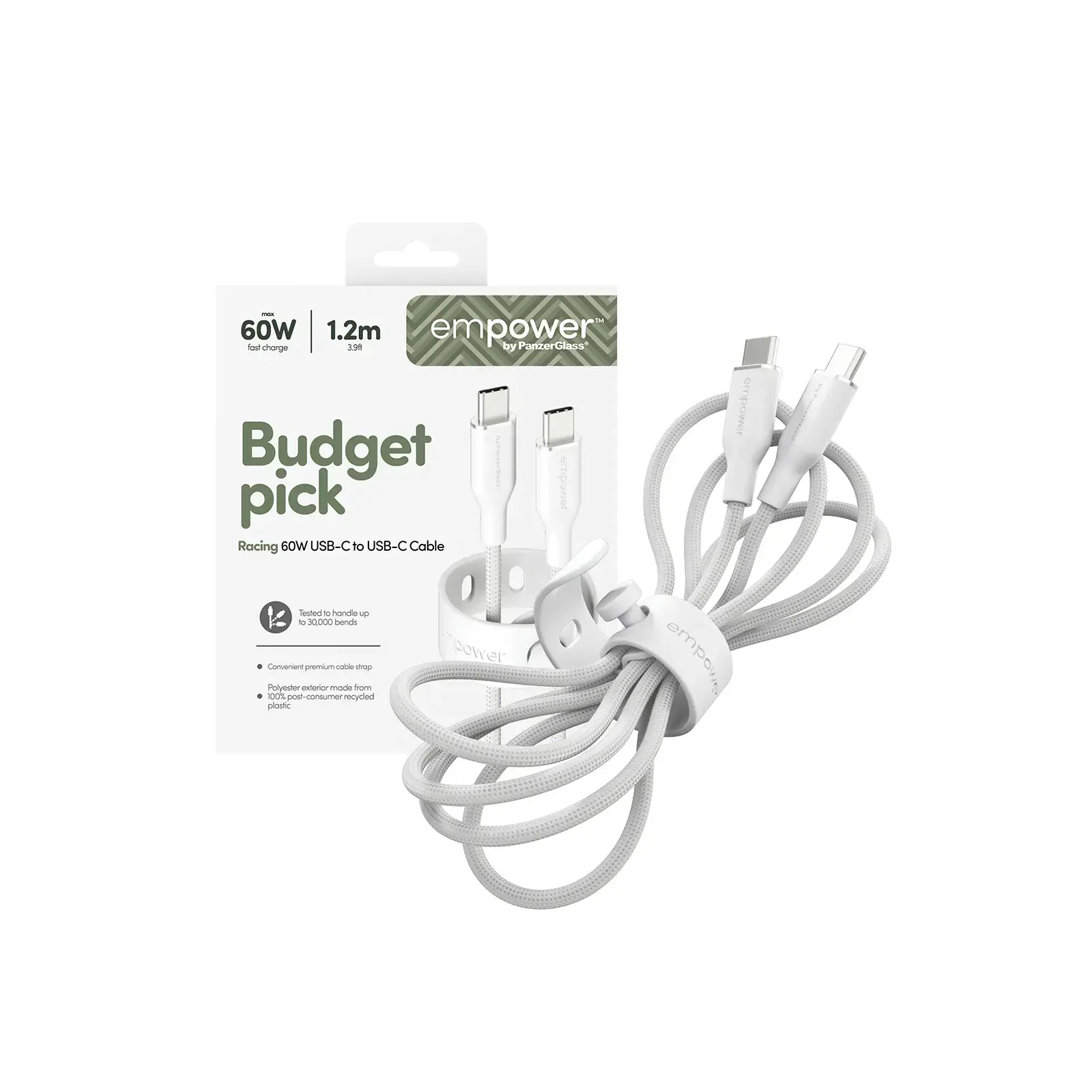 PanzerGlass USB-C to USB-C cable empower™ Racing 60W 1.2 m | AiO.lv