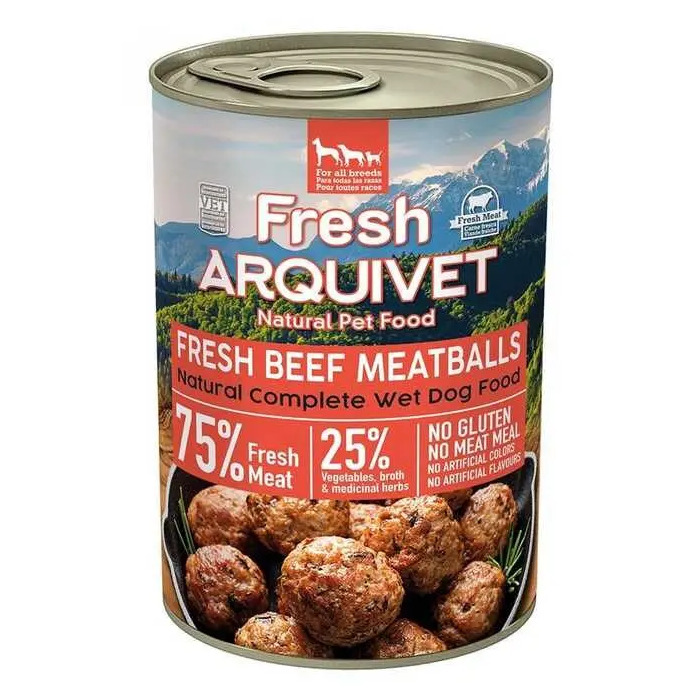 Wet dog food ARQUIVET Fresh Beef meatballs 400 g | AiO.lv