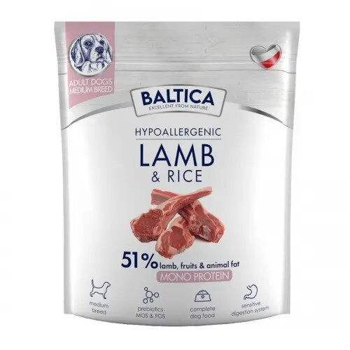 BALTICA Hypoallergenic Lamb & Rice M dry dog food 1 kg | AiO.lv
