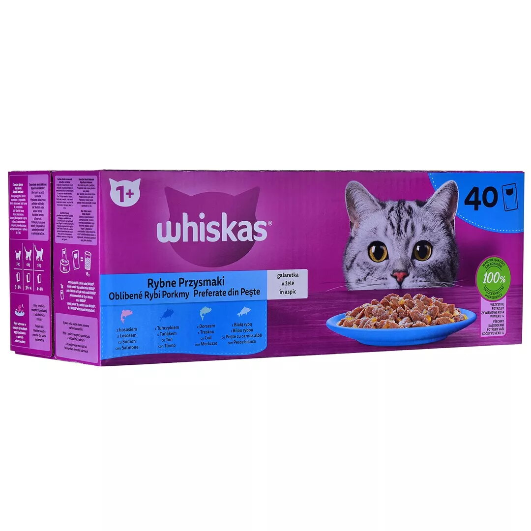 Whiskas Fish Favourites in Jelly 85 g pouch — pack of 40 | AiO.lv